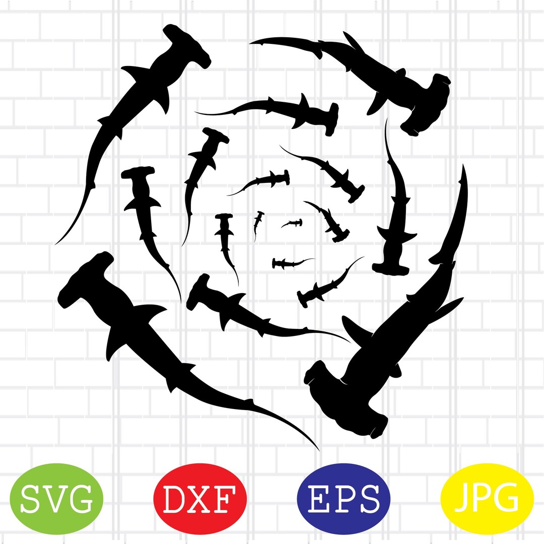 Circle of Hammerhead Sharks Svg, Group of Shark Svg, Hammerhead Shark ...