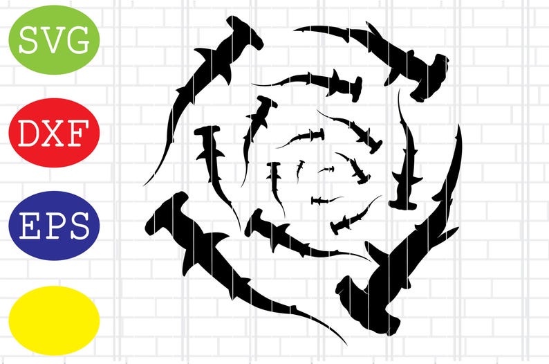 Circle of Hammerhead Sharks Svg, Group of Shark Svg, Hammerhead Shark ...