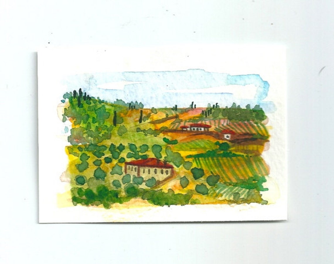 Aceo Original Italian Landscape ACEO ART Painting Original Watercolor ...