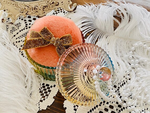 THE 1914 LADY EDITH Boudoir Poudre Glass Jar Rainbow | Etsy