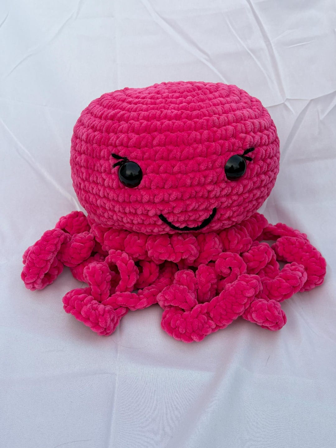 Large Soft Hot Pink Crochet Smiley Jellyfish - Etsy