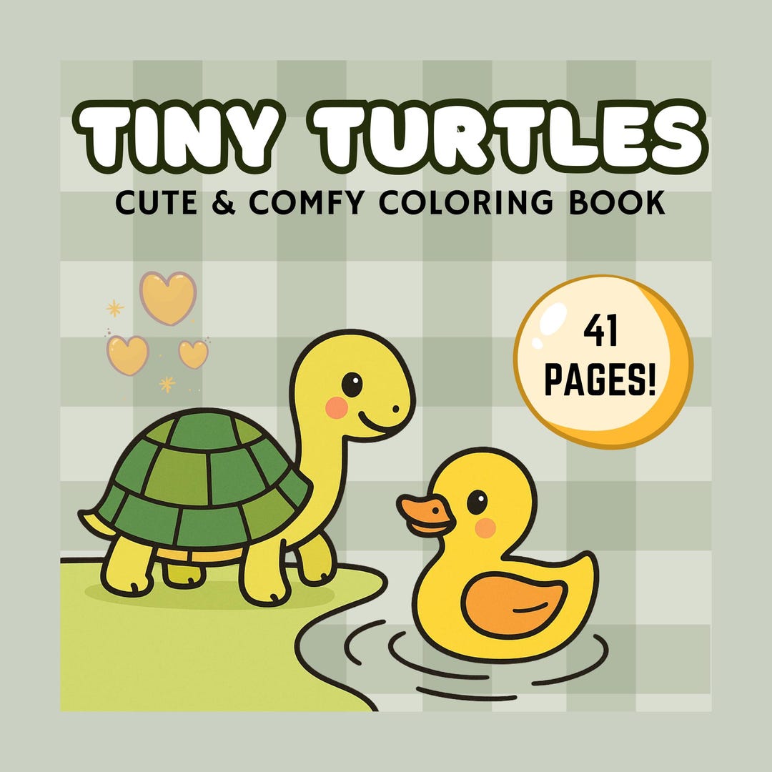 Tiny Turtles Cute & Comfy Coloring Book (PDF) | Printable Coloring Book ...