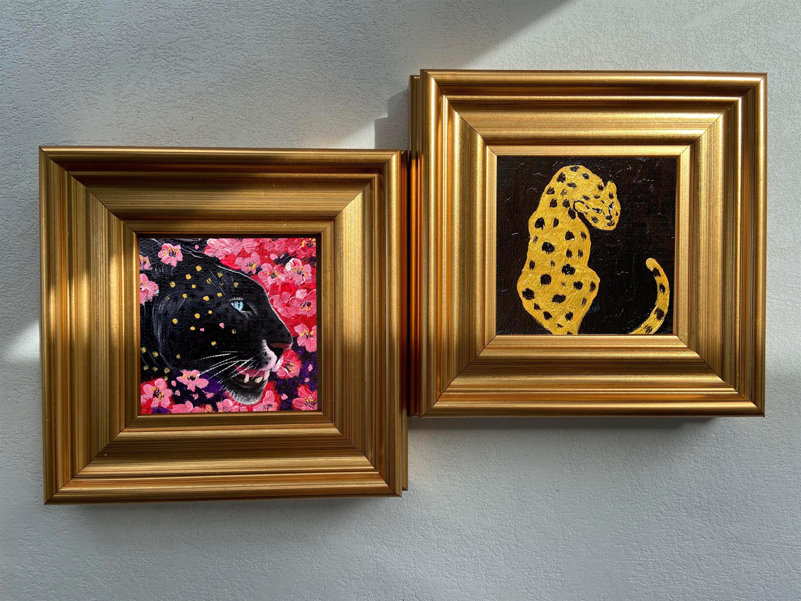 Miniature Golden Leopard Oil Painting: Framed Wildlife Art, 4x4" - Etsy