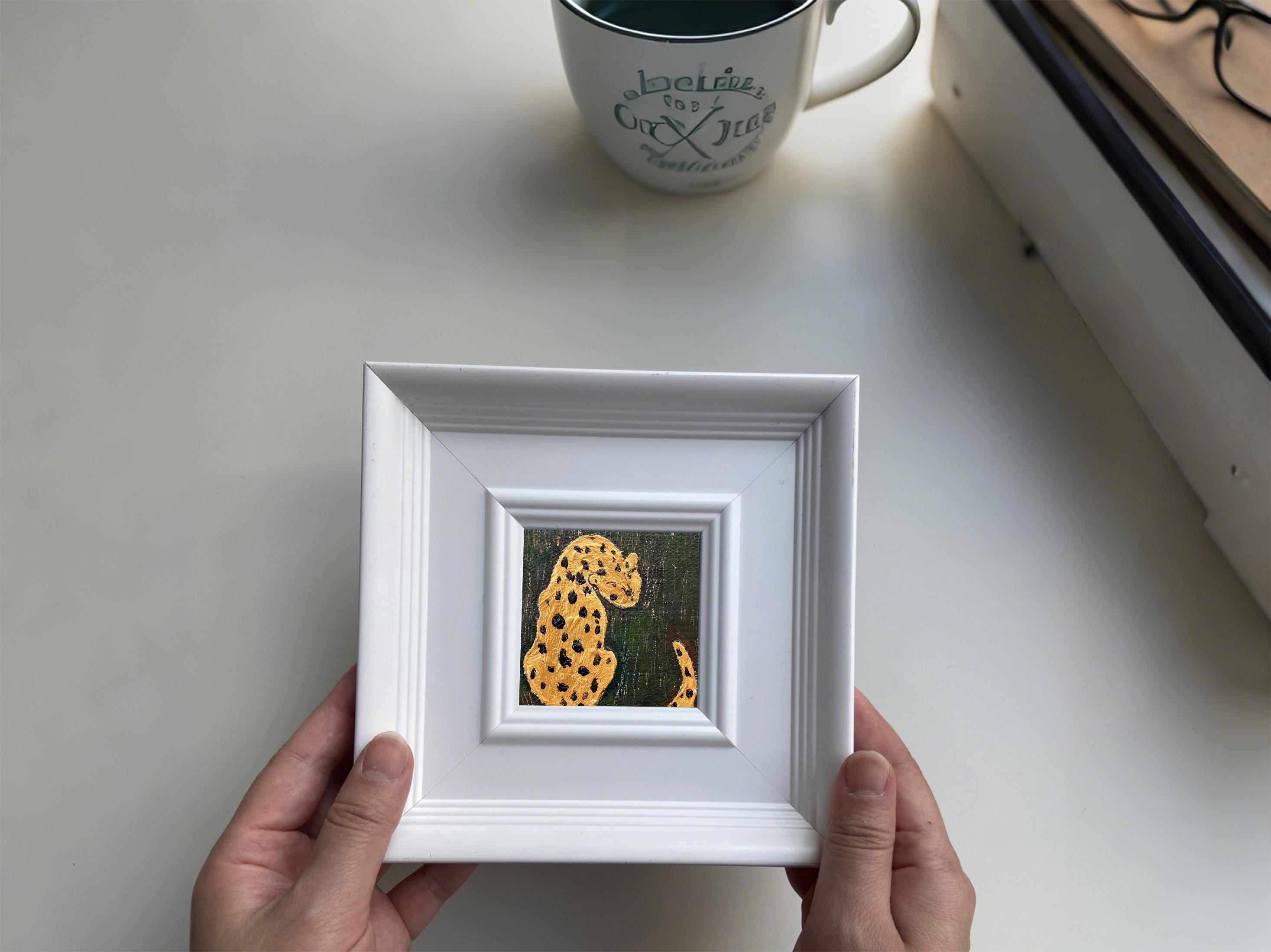 Miniature Golden Leopard Oil Painting: Framed Wildlife Art, 4x4" - Etsy