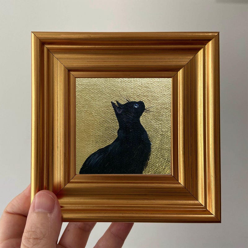 Black Cat Urn Stretching - Etsy