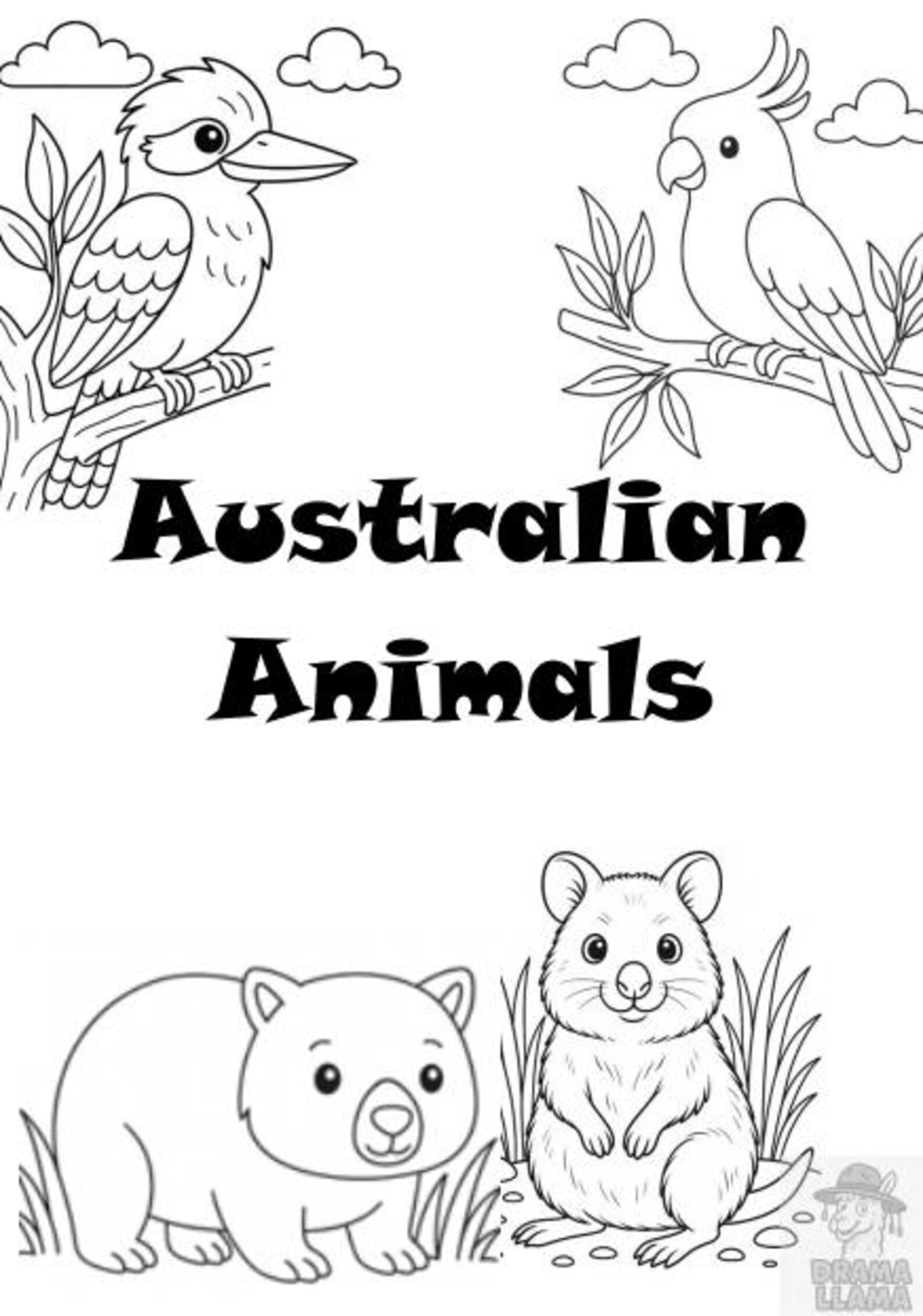 Australian Animals Colouring in Pages - Etsy