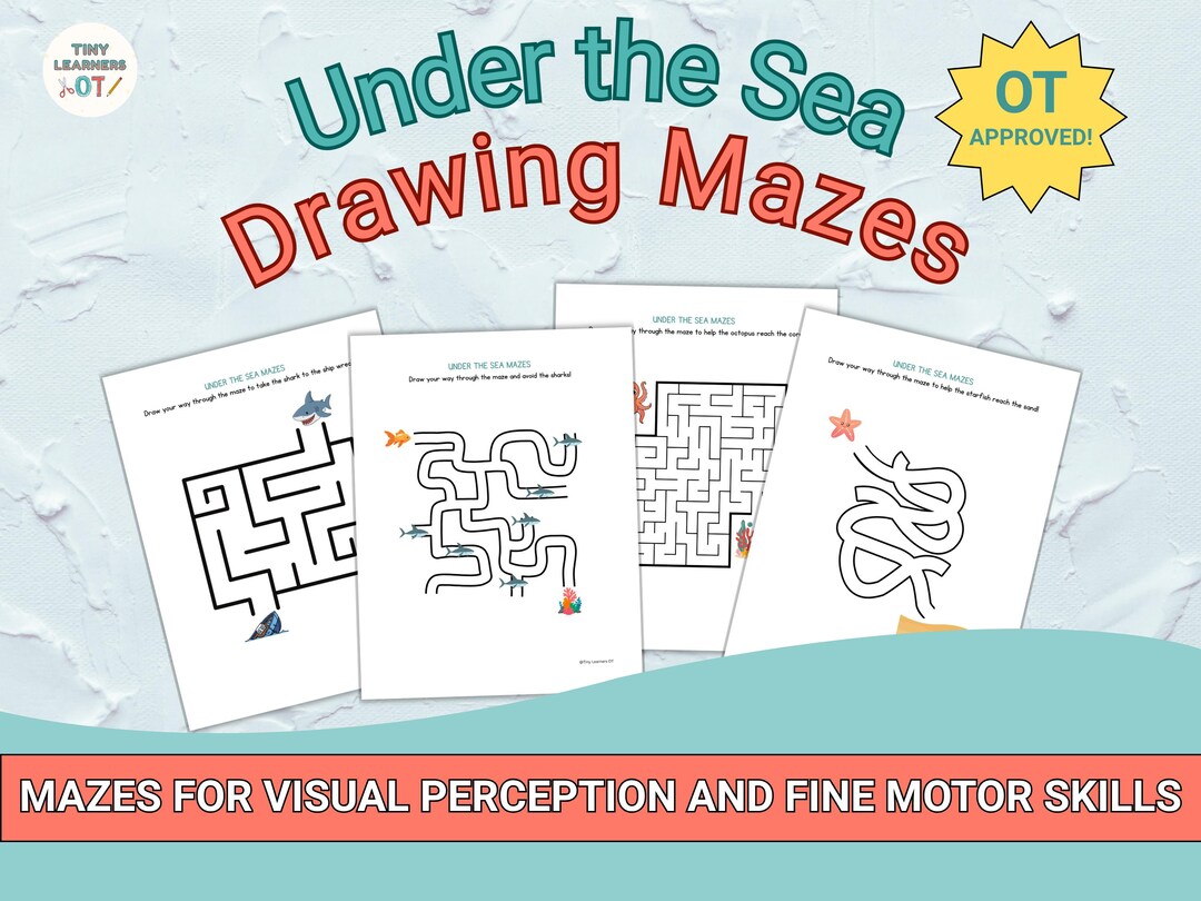 Ocean Mazes for Preschool | Fine Motor Path Tracing Worksheets | Prek ...