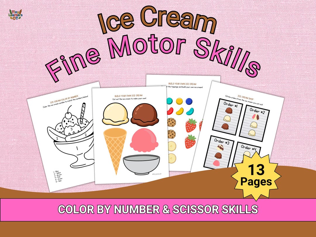 Fine Motor Ice Cream Activity Pack | Scissor Skills, Cut and Paste ...