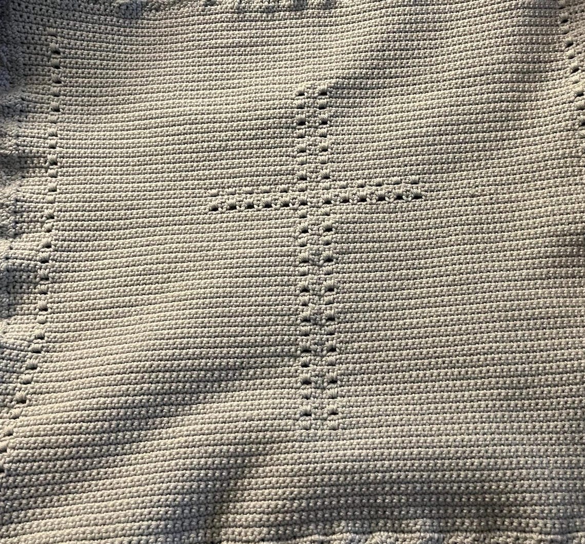 Crochet Cross Baby Blanket, Baptism Gift - Etsy