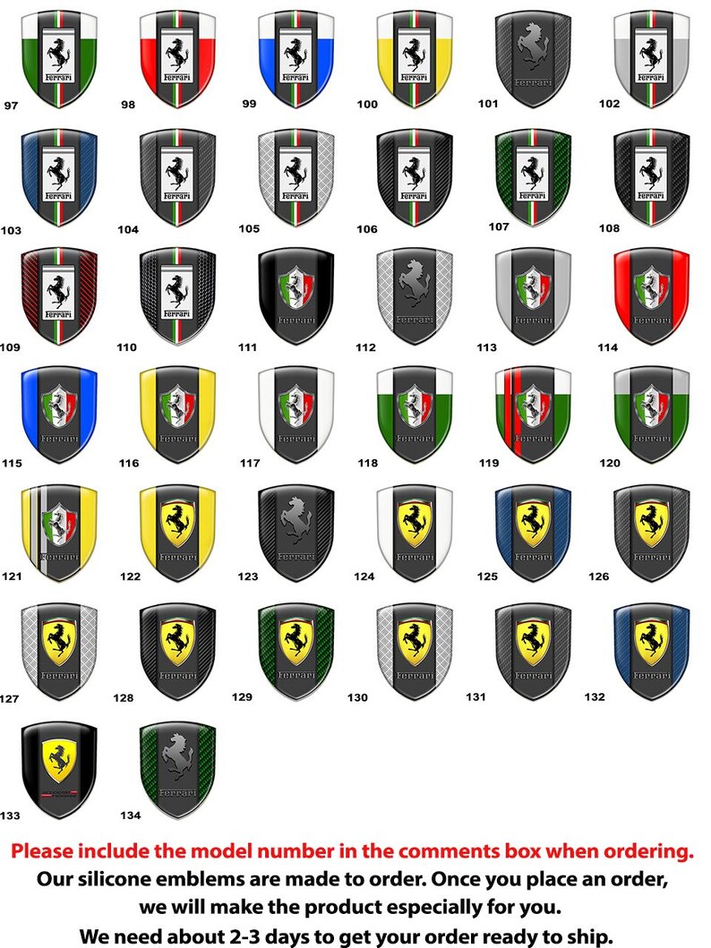 Ferrari Shield Emblem: 3D Domed Resin Sticker, Car Logo Badge - Etsy