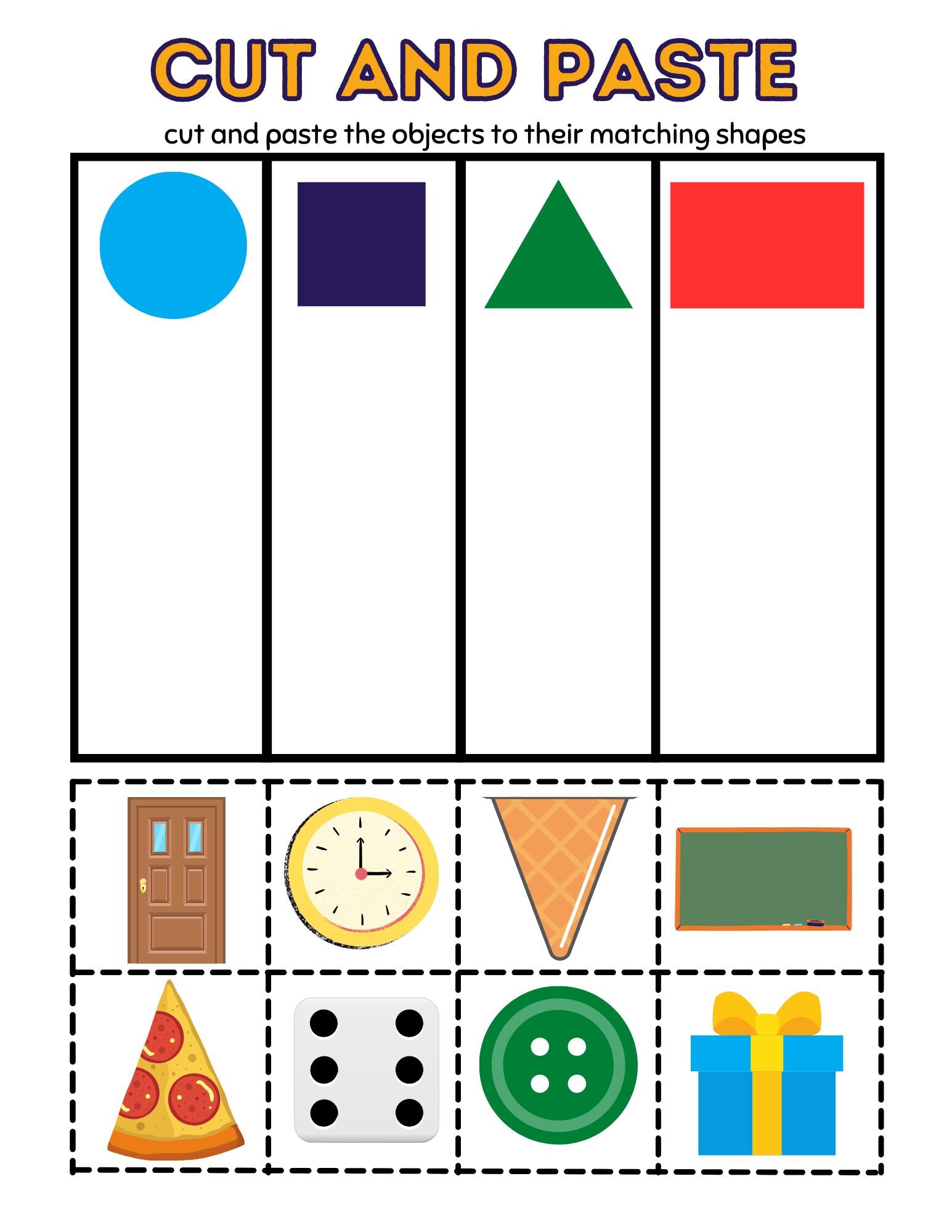 Cut and Match Shapes Worksheet - Etsy