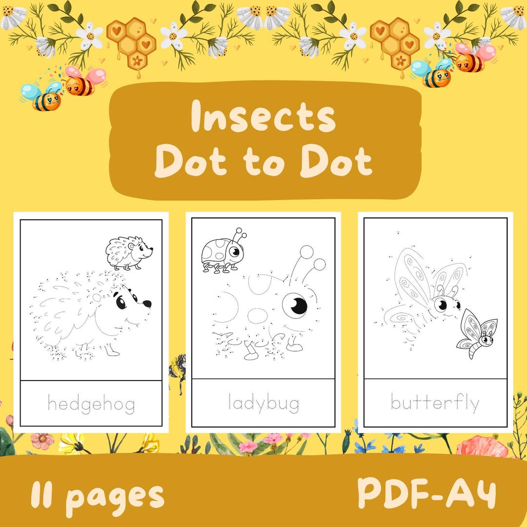 Dot-to-dot Worksheet Insects Connect the Dots Book Pages Kids Preschool ...