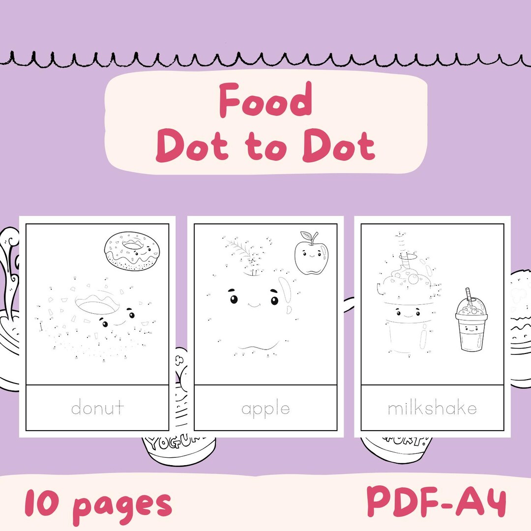 Food Dot-to-dot Worksheet: Kids Activity Book | Printable | Preschool ...