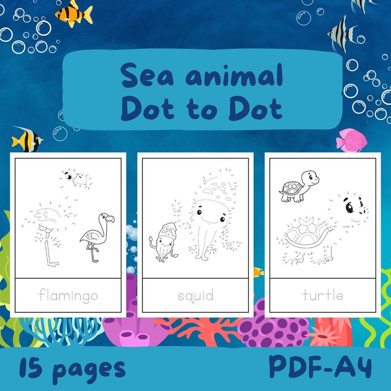 Dot-to-dot Worksheet Sea Animal Connect the Dots Book Pages Kids ...