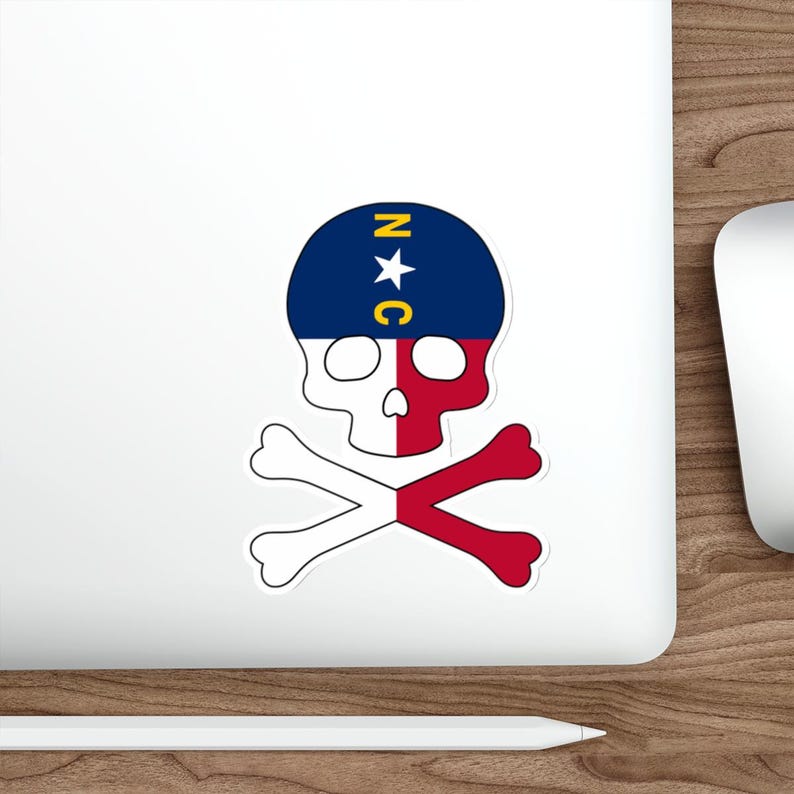 North Carolina Flag Skull Cross Bones Die-cut Stickers, NC State Shape ...
