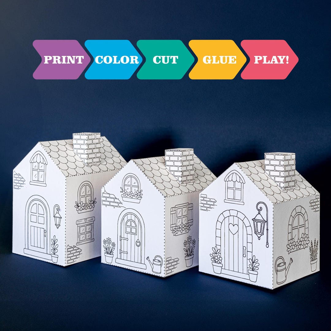 Printable 3D Coloring Pages House for Kids – DIY for Children – Instant ...