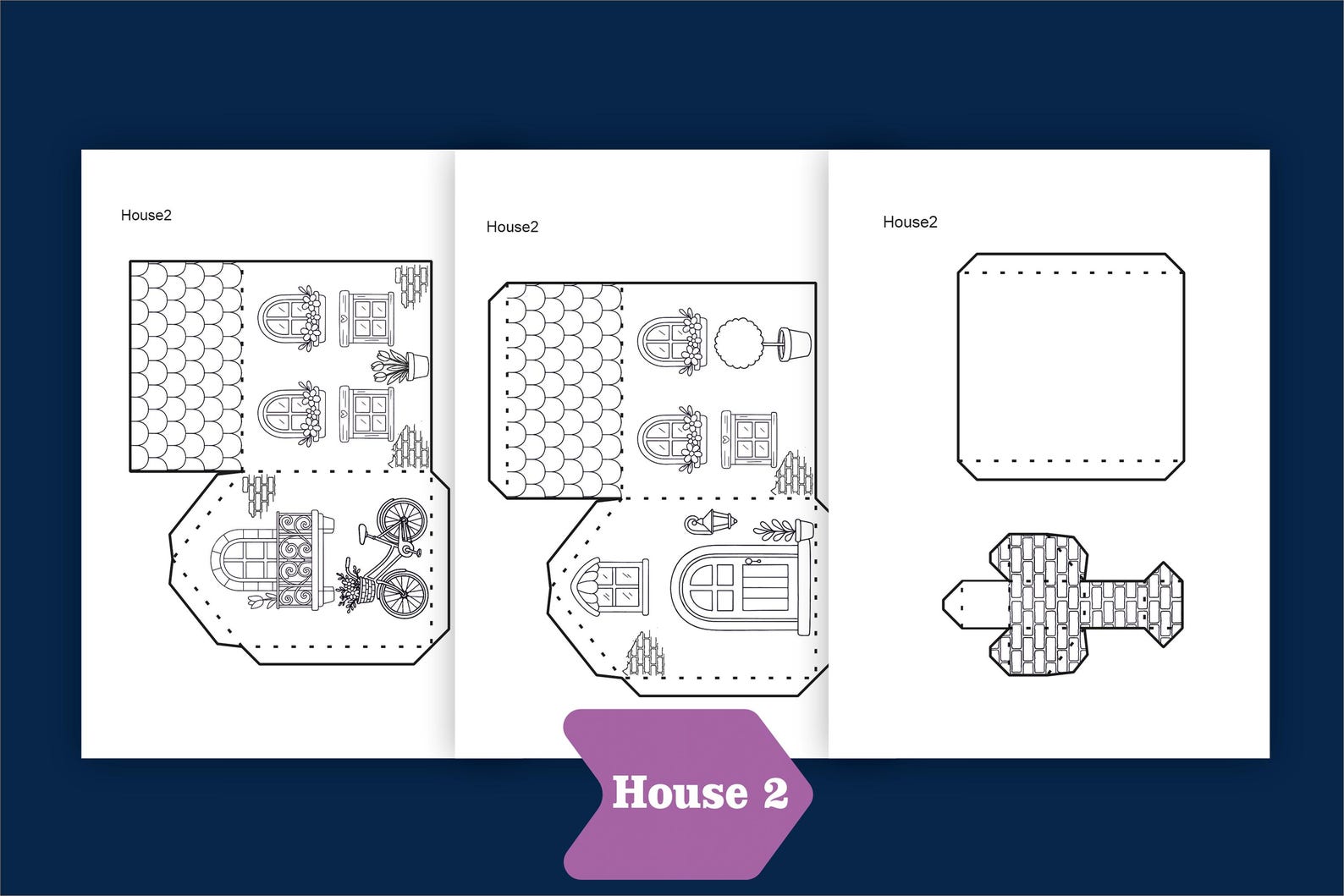 Printable 3D Coloring Pages House for Kids – DIY for Children – Instant ...