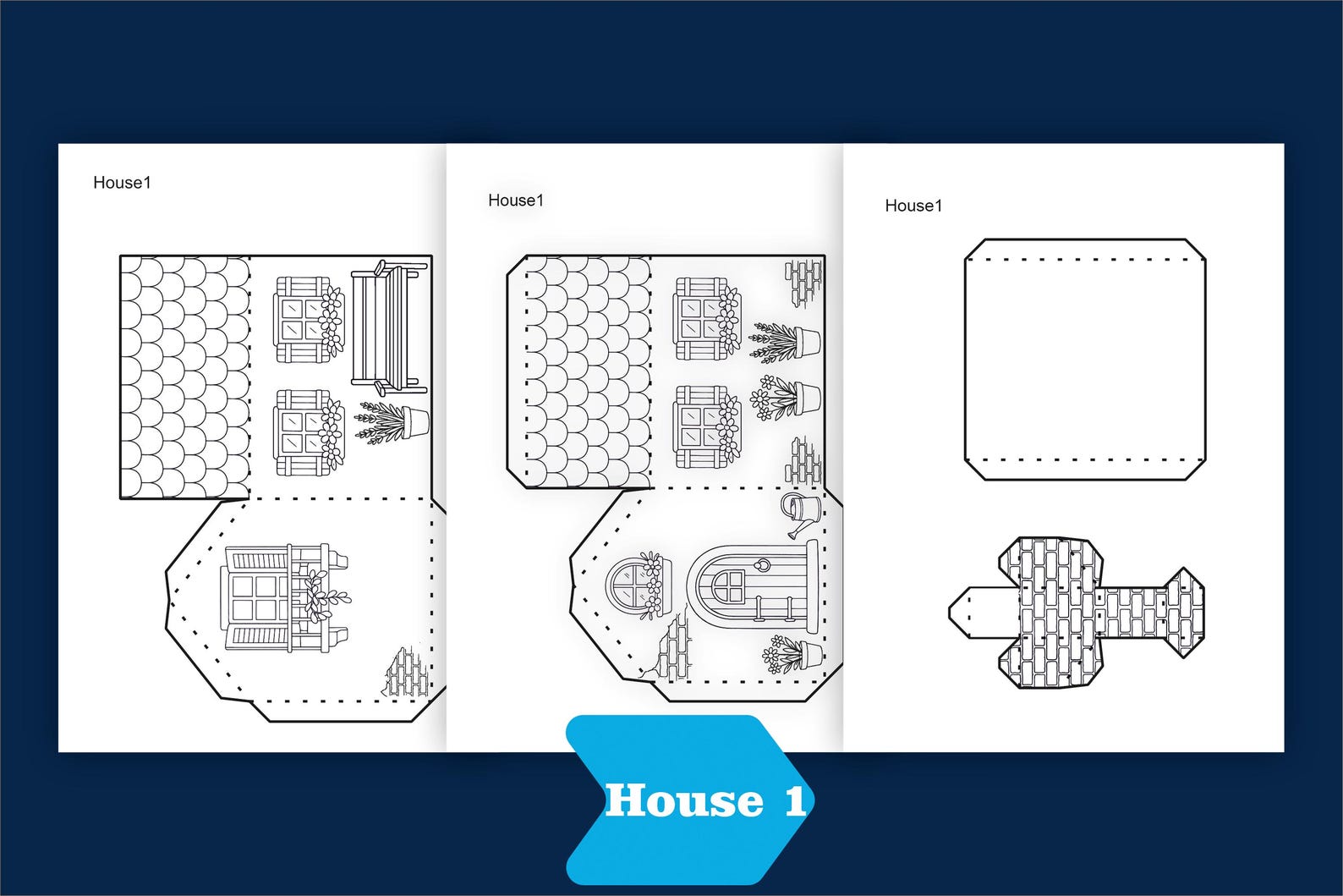 Printable 3D Coloring Pages House for Kids – DIY for Children – Instant ...