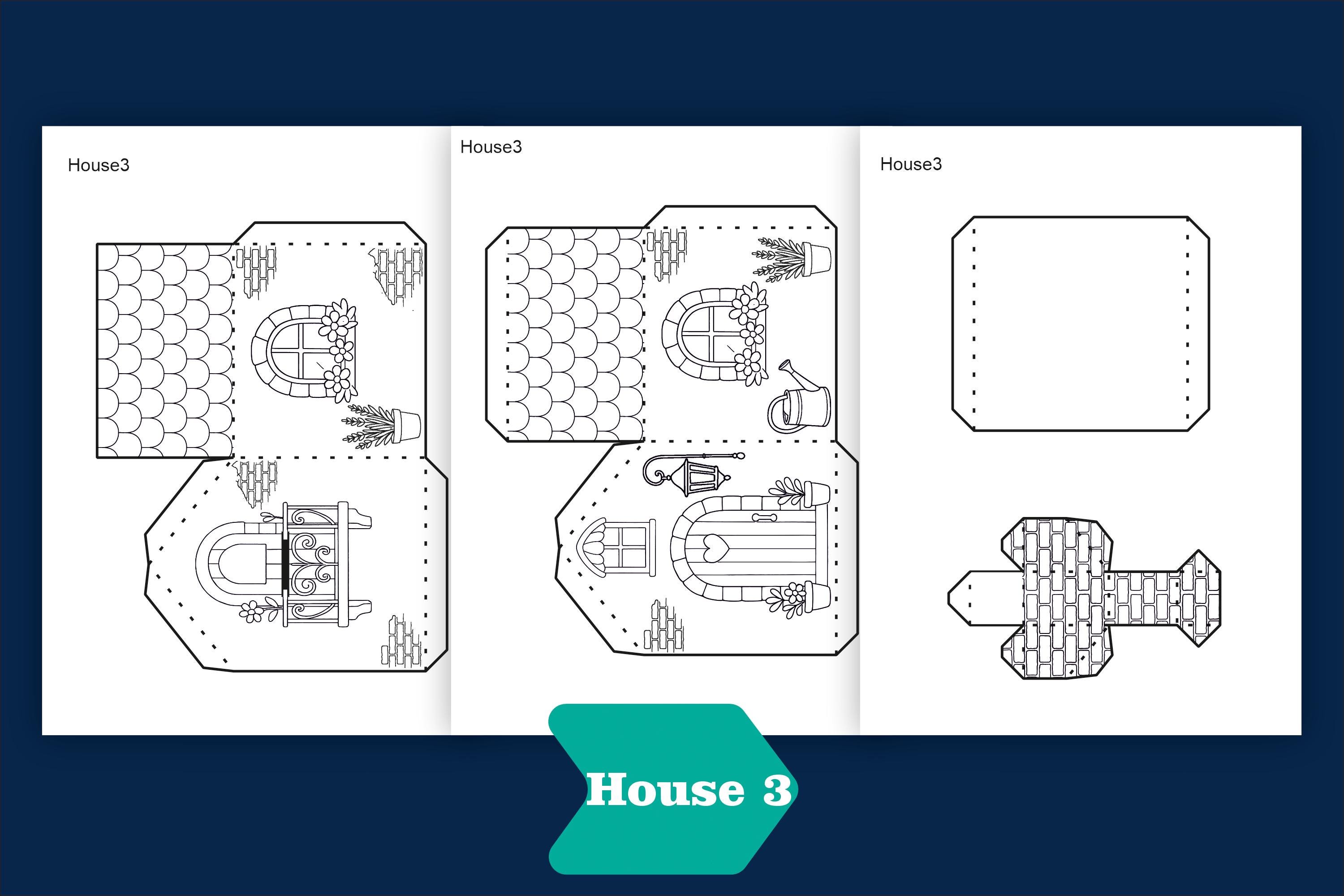 Printable 3D Coloring Pages House for Kids – DIY for Children – Instant ...