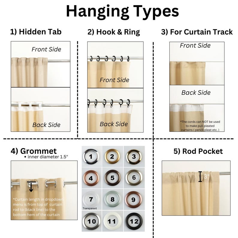 Linen Sheer Curtain Panels for Bedroom, Living Room, 16 Colors, Grommet ...