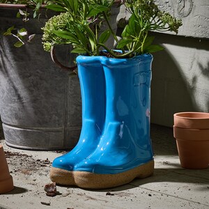 Light Blue Ceramic Welly Boot Flower Planter Indoor Outdoor Planter ...