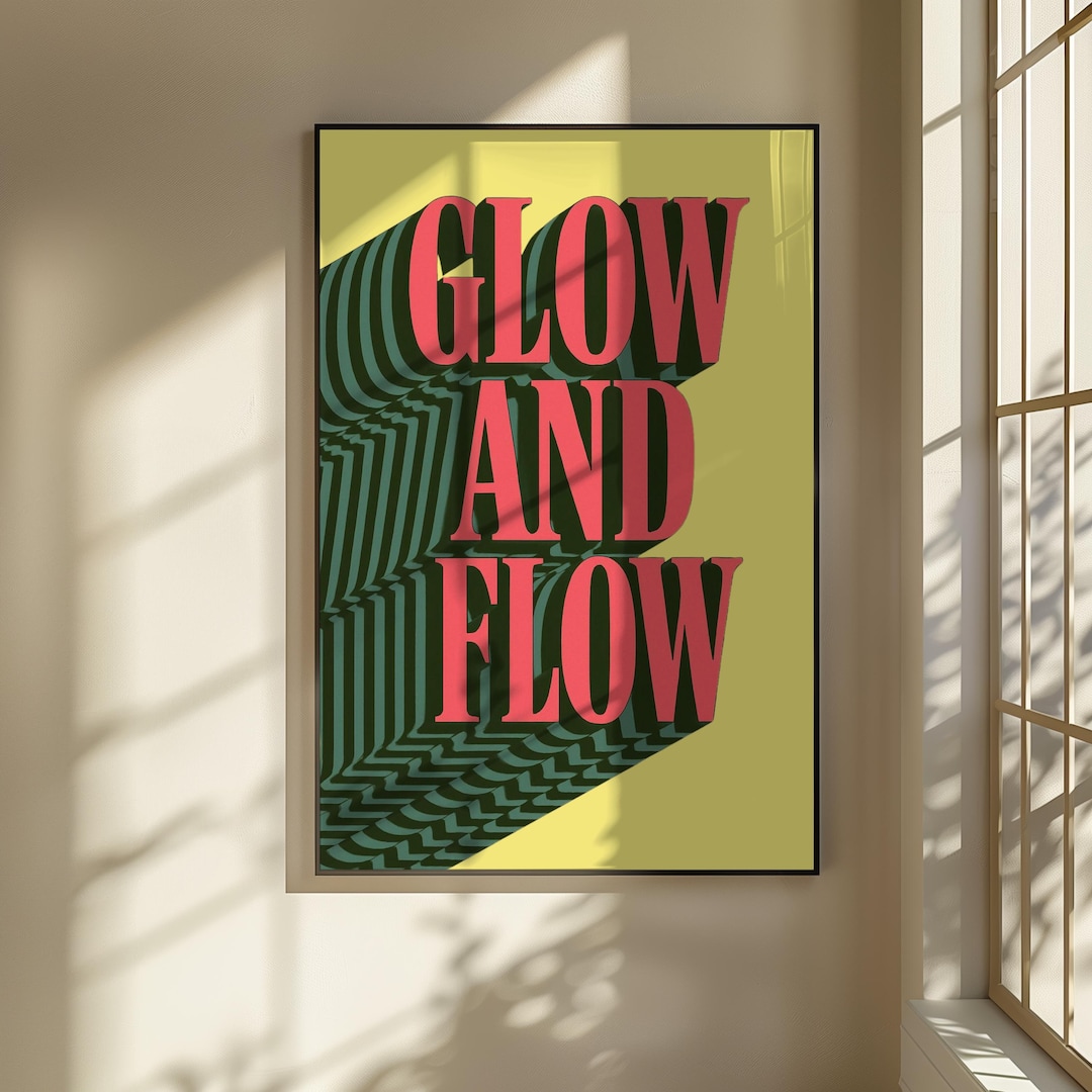 Glow and Flow Typography Art Print: Bold Retro Text (digital Download ...