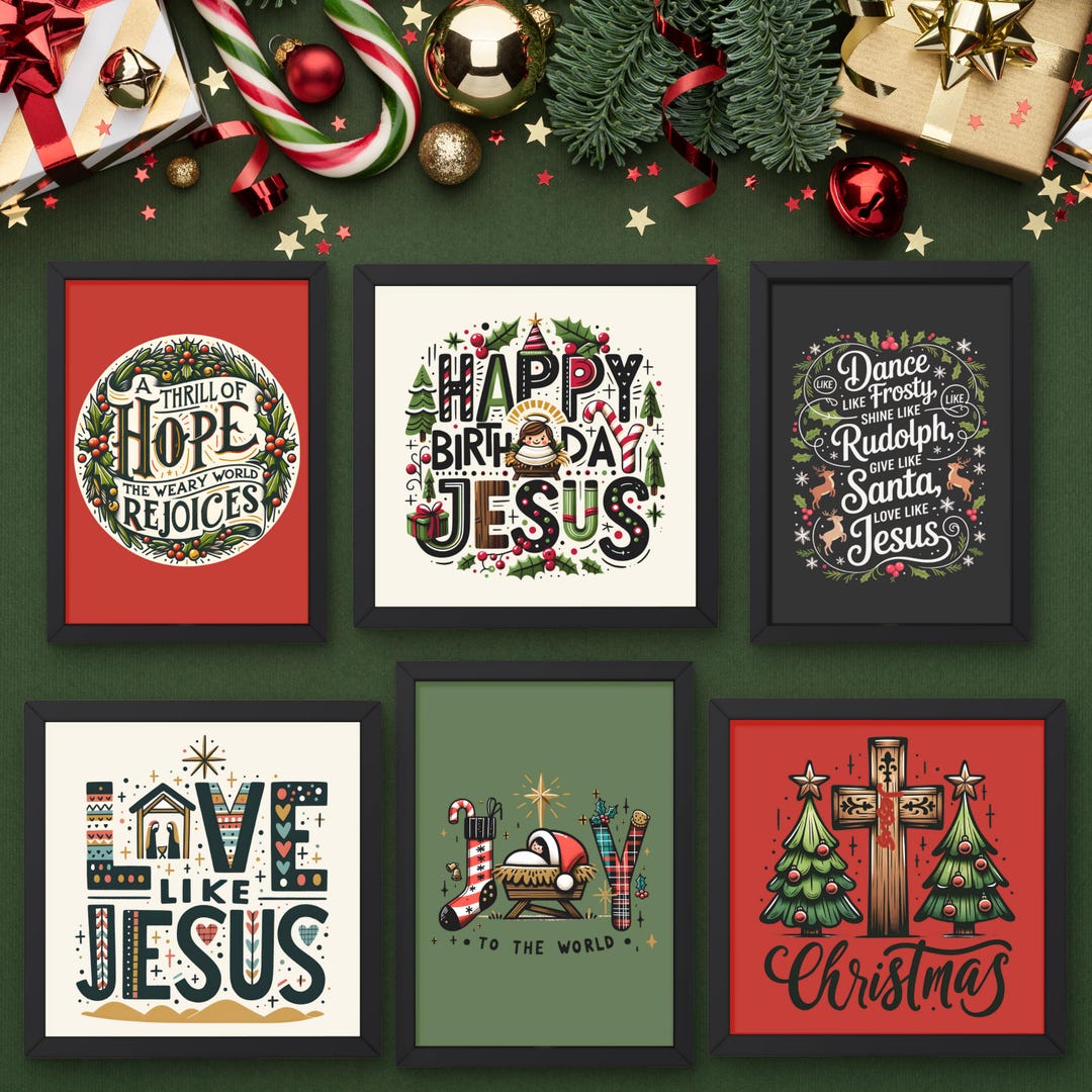 Christian Christmas Printable Wall Art Bundle, Jesus-themed , Faith ...