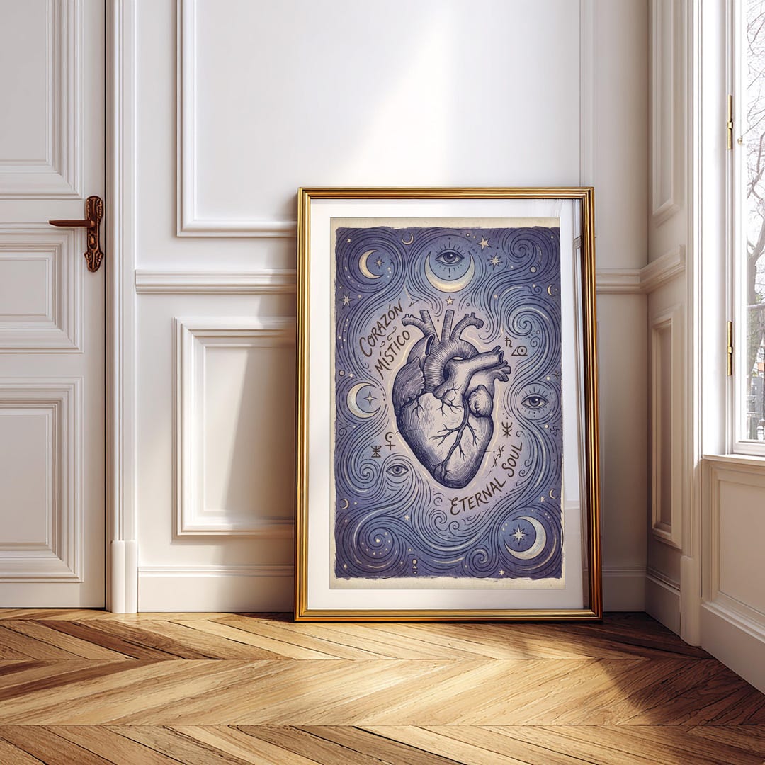 Mystic Anatomical Heart Art Set of 6, Spiritual Heart Wall Art ...