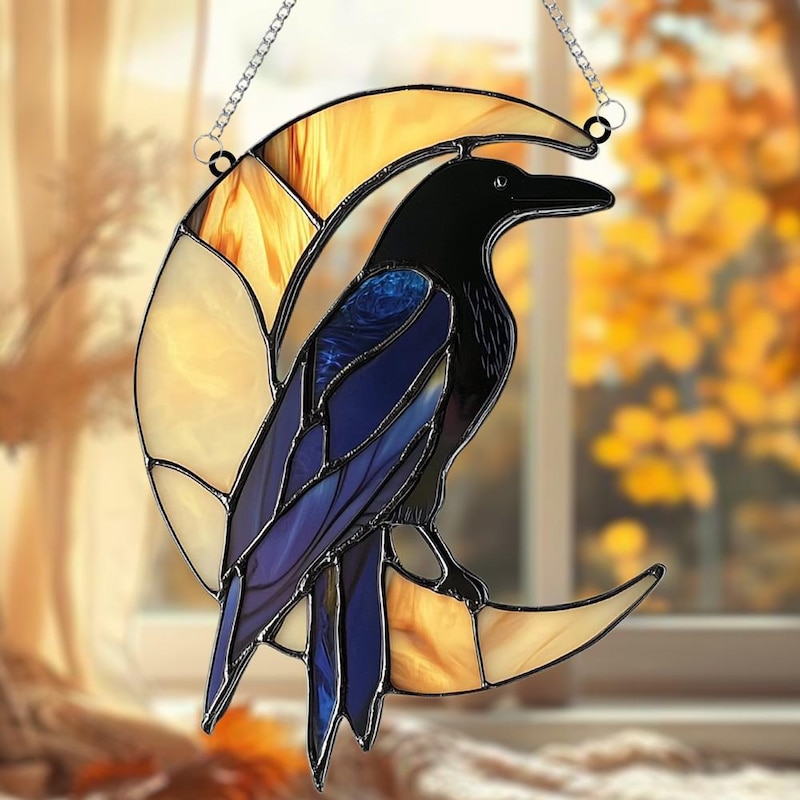 Stained Glass Raven - Etsy
