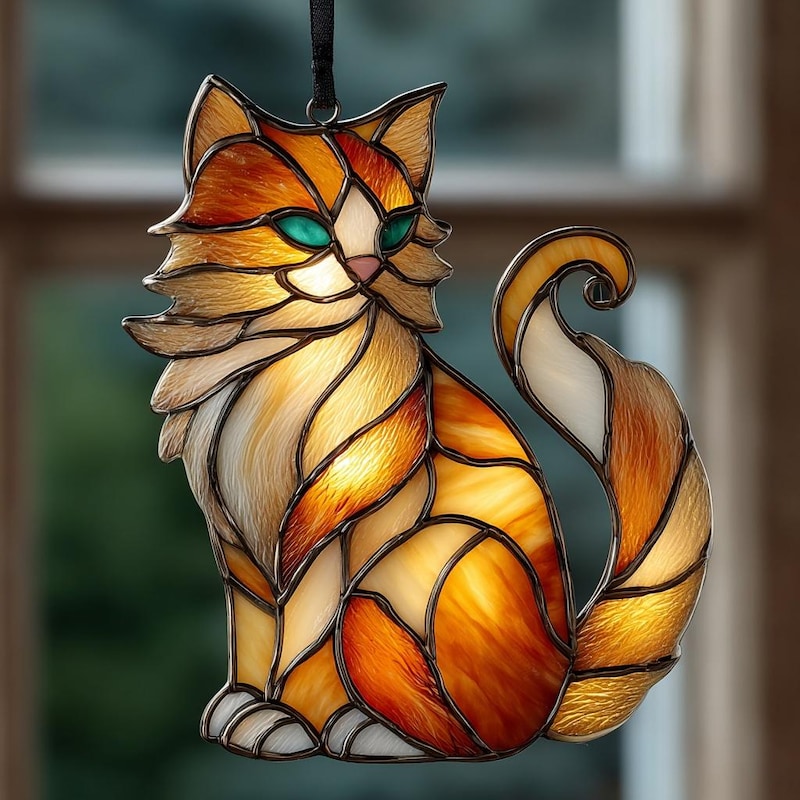 Cat Stained Glass Lamp - Etsy