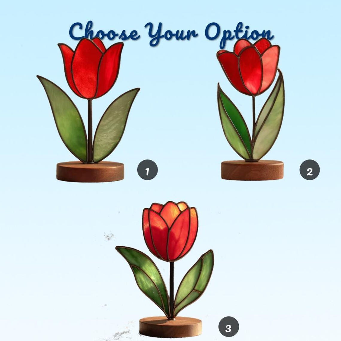 REAL Stained Glass Red Tulip Table Decor, Handcrafted ACRYLIC Floral ...