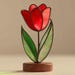 REAL Stained Glass Red Tulip Table Decor, Handcrafted ACRYLIC Floral ...