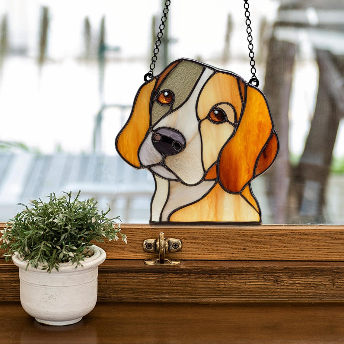 Stained Glass Labrador Suncatcher: Handmade Dog Portrait Window Hanging ...