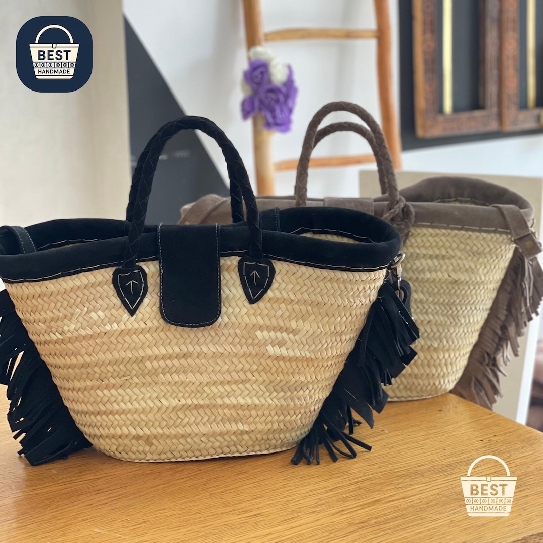 Xlarge French Straw Market Bag: Handwoven Moroccan Basket Tote - Etsy