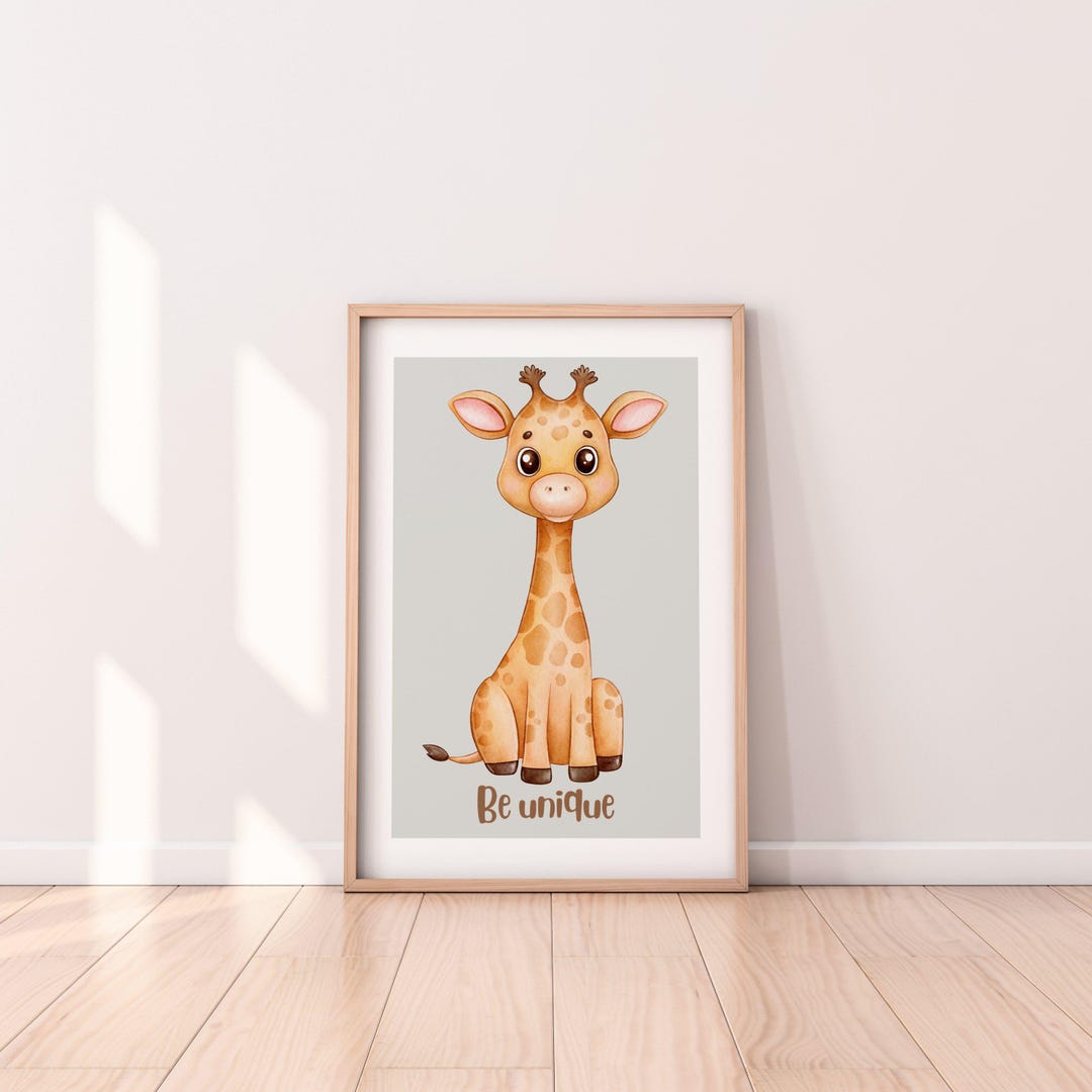 Be Unique – Inspirational Giraffe Poster for Kids – Printable Positive ...
