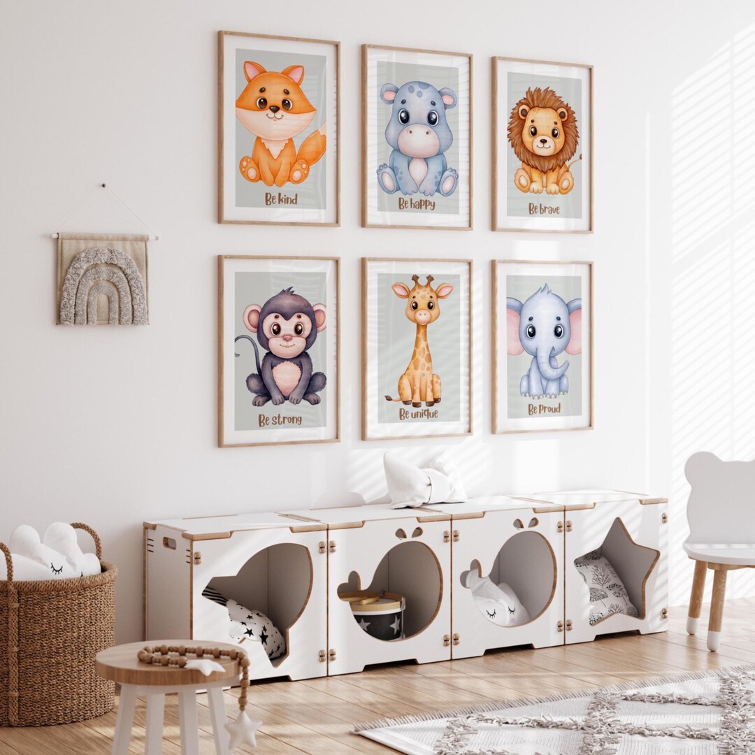 Set of 6 Positive Posters for Kids – Cute Animal Prints With ...
