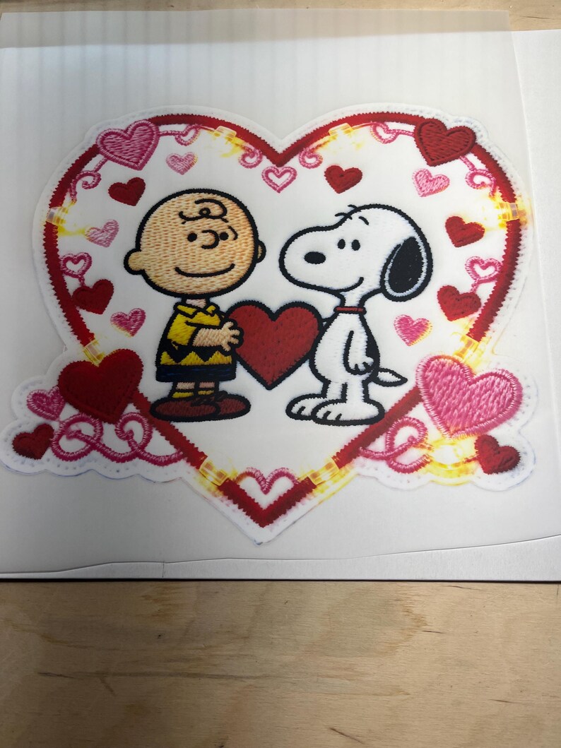 Charlie Brown & Snoopy Valentine Heart DTF Transfer | Love Patch Print ...