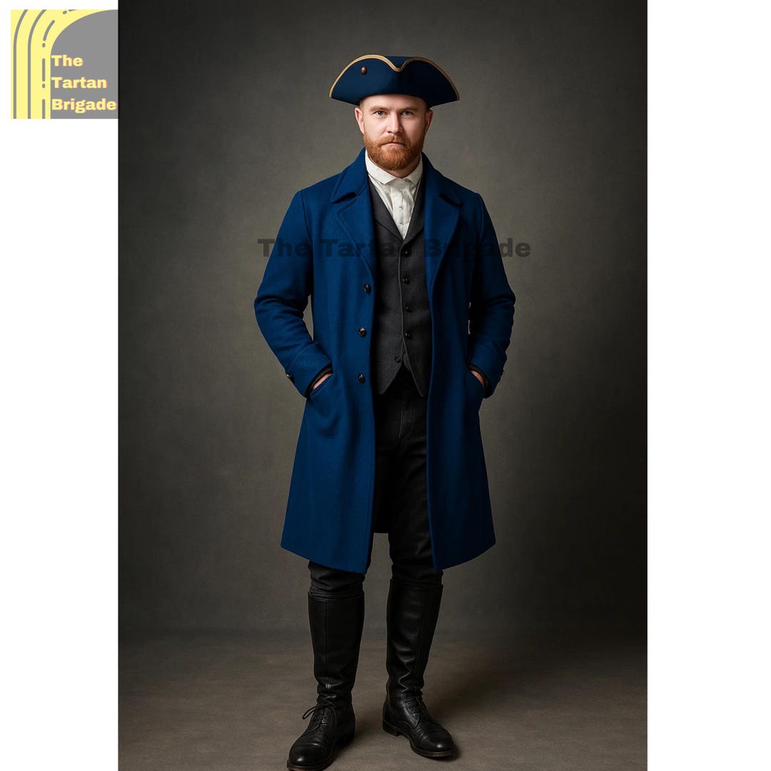 Men's New Georgian Suit Regency Blue Wool Tailcoat – Wool Long Jacket ...