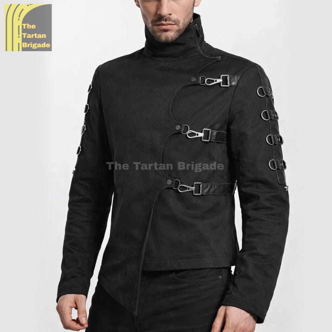 Gothic Jacket Men | Black Military Gothic Coat | Steampunk Costume ...
