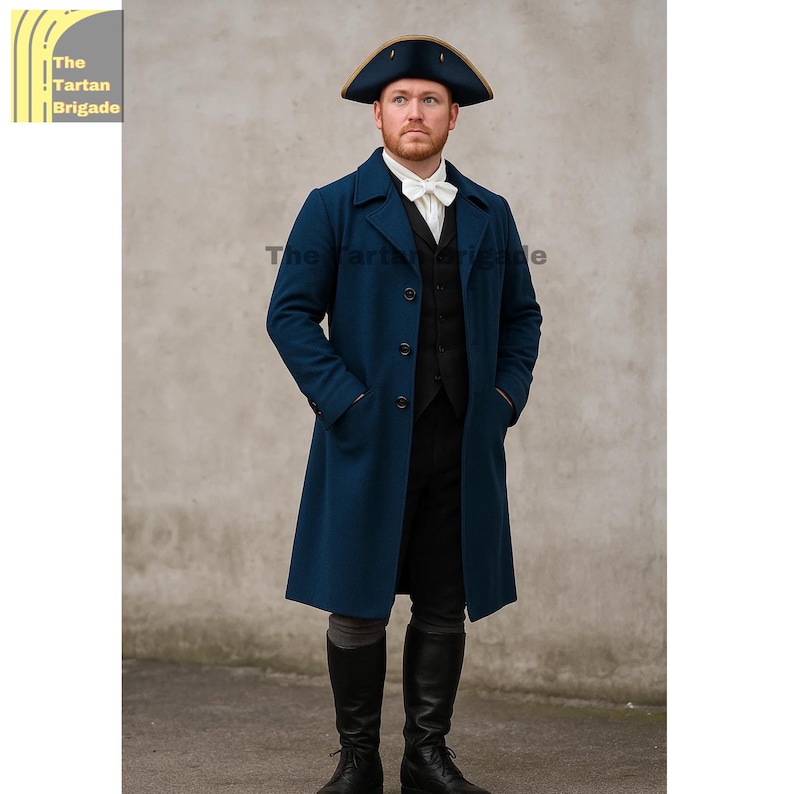 Men's New Georgian Suit Regency Blue Wool Tailcoat – Wool Long Jacket ...
