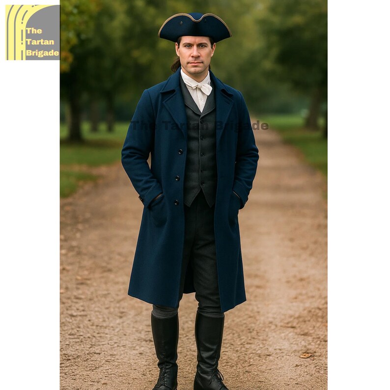 Men's New Georgian Suit Regency Blue Wool Tailcoat – Wool Long Jacket ...