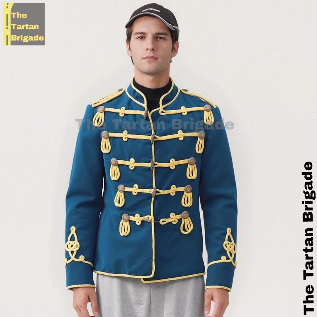 Men's Blue Imperial Prussian Hussar Tunic Jacket – Military-style ...