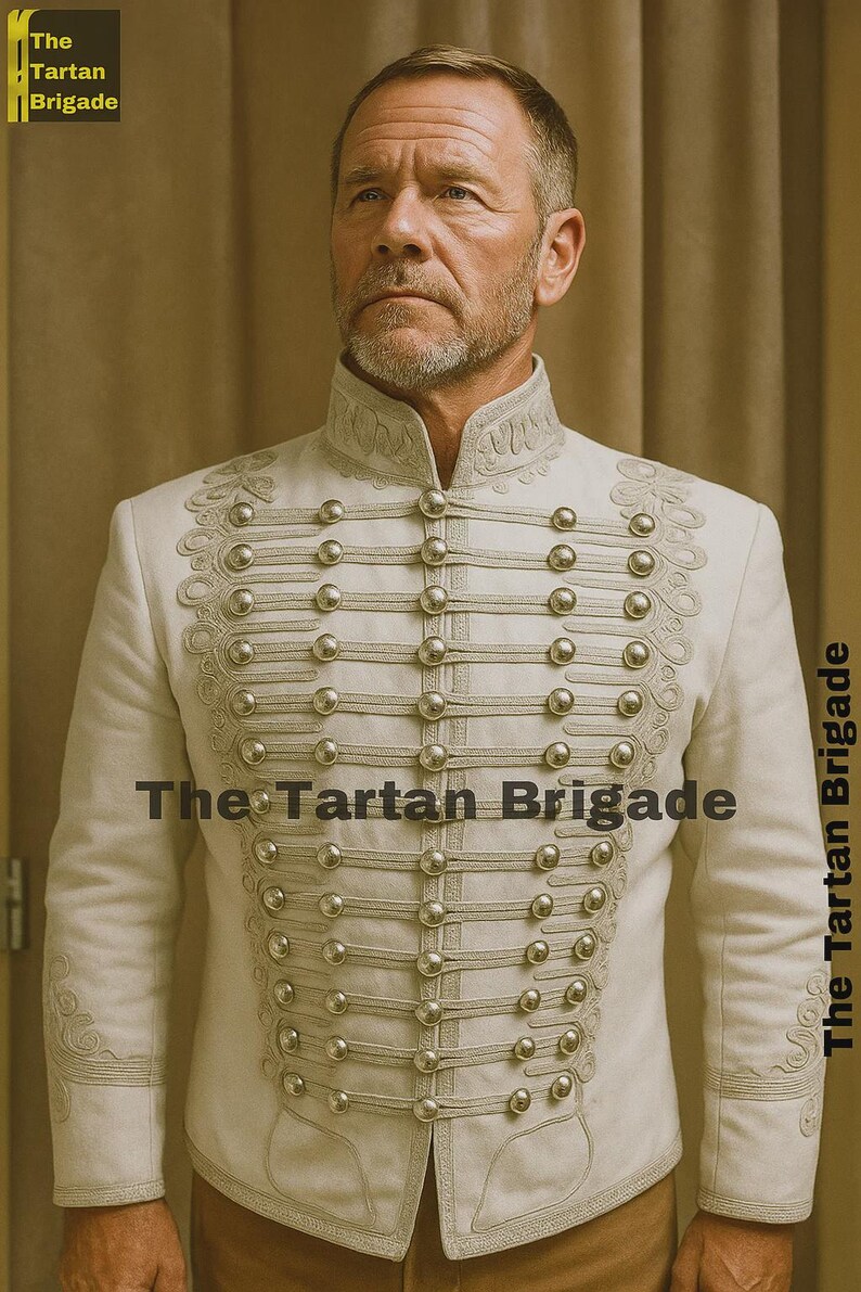 Mens White Hussar Jacket – Napoleonic Wool Military Officer Coat ...