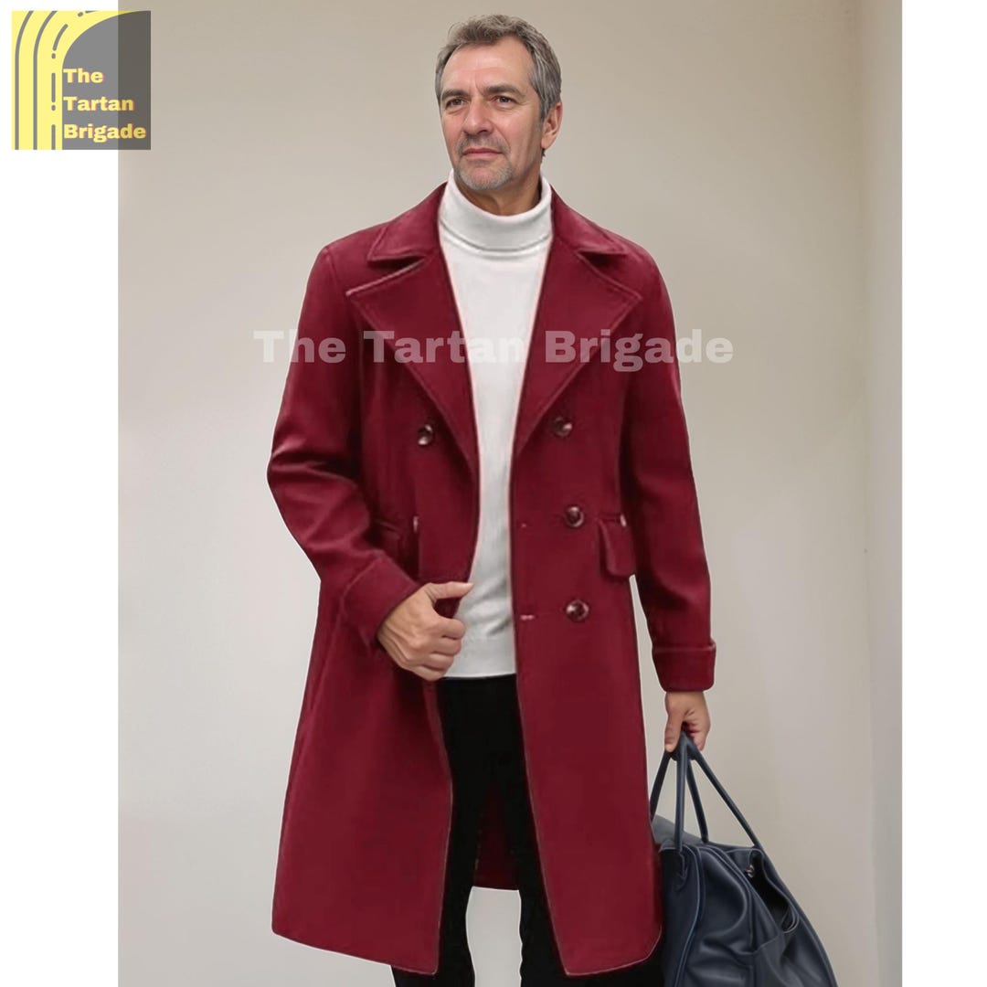 Mens Red Wool Coat | Long Red Coat | Long Coat for Mens | Mens Trench ...