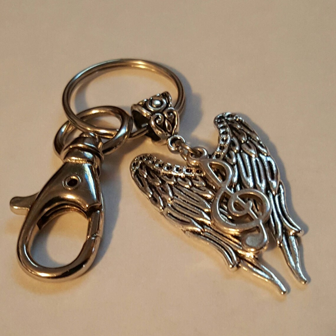 Angel Wing Key Chain - Music Jewelry - Swivel Clip Key Chain - Angel ...