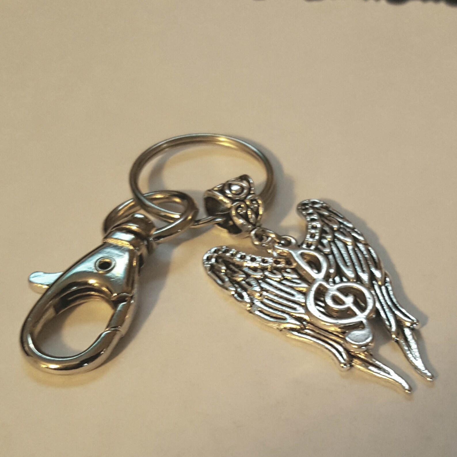 Angel Wing Key Chain - Music Jewelry - Swivel Clip Key Chain - Angel ...