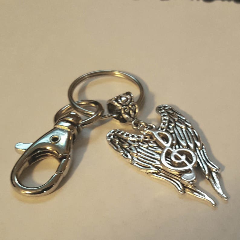 Angel Wing Key Chain Music Jewelry Swivel Clip Key Chain - Etsy