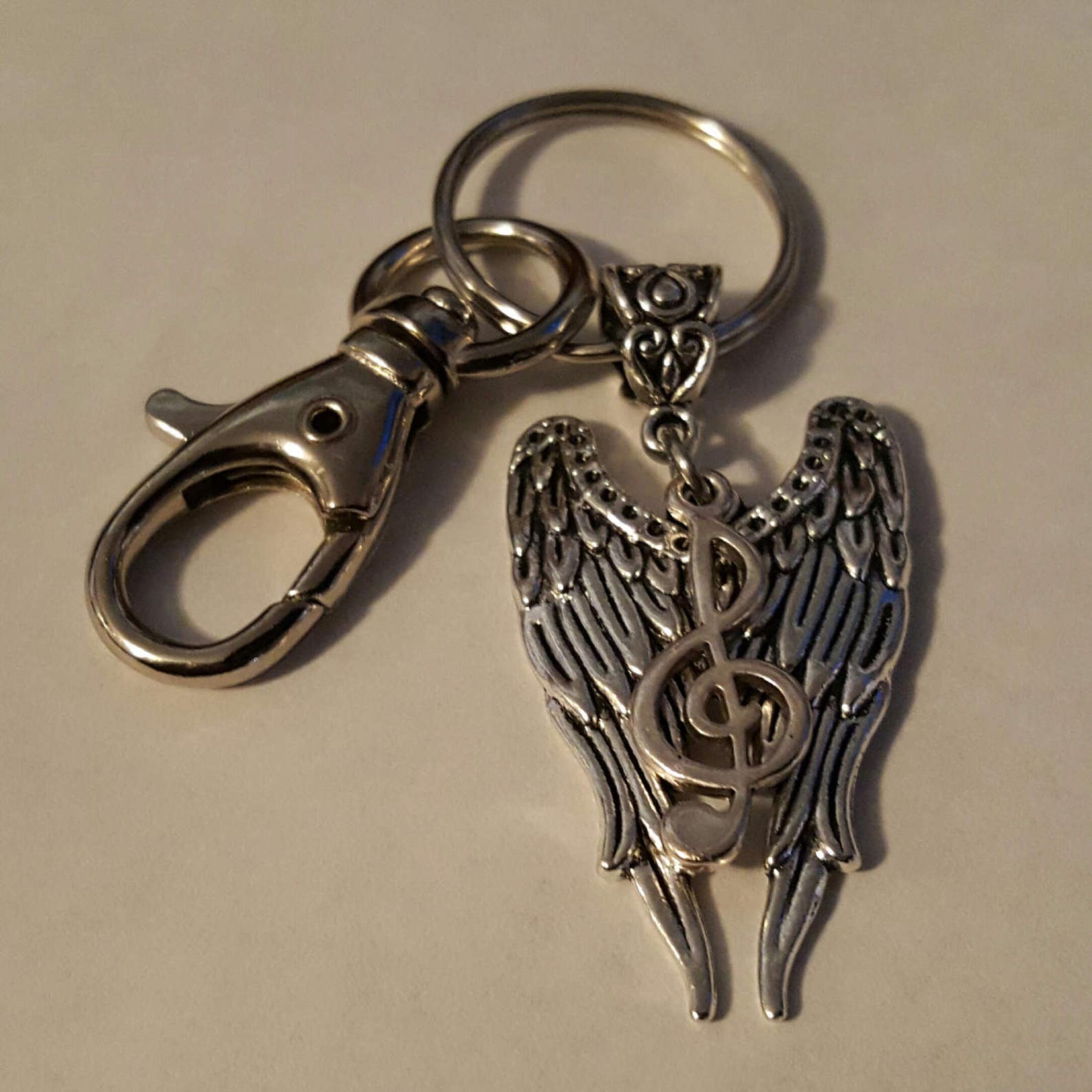 Angel Wing Key Chain - Music Jewelry - Swivel Clip Key Chain - Angel ...