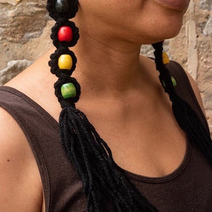 African Earrings Colors of Africa With Fringe Wooden Beads Bright ...