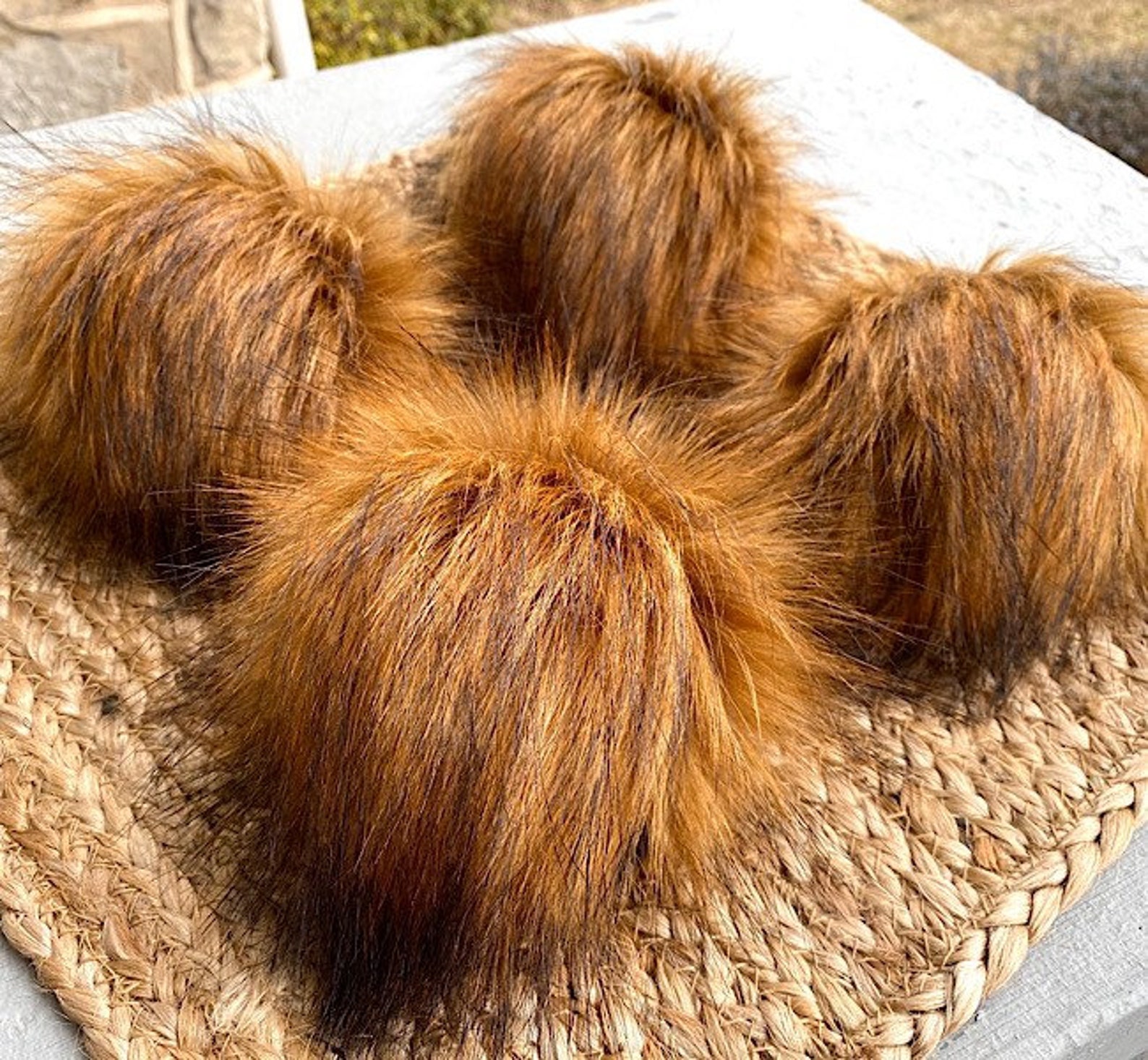 Faux Fur Pom Poms Luxury Honey Bear With Black Tips 5" Ready to Ship - Etsy